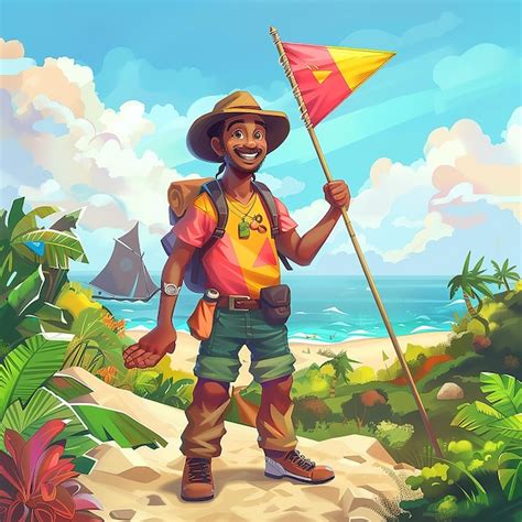 Illustration Of A Man Waving A Flag Premium AI Generated Image