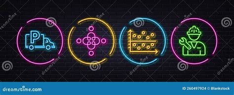 Inclusion Dot Plot And Truck Parking Minimal Line Icons For Web