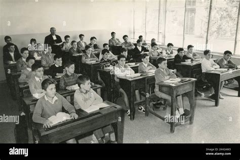 S Leone Magno Class Photo In The Classroom With Pupils Sitting At Their Desks Rome Italy 1956