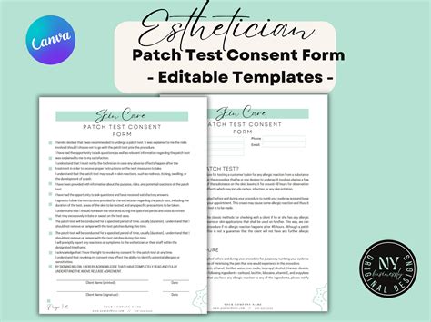esthetician patch test consent form skin care treatment etsy