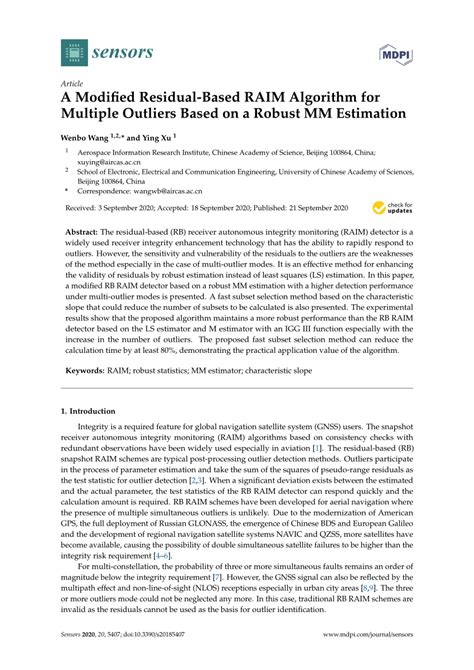 pdf a modified residual based raim algorithm for multiple outliers based on a robust mm estimation