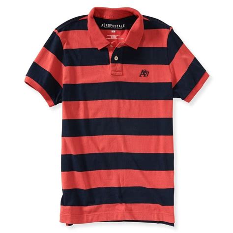 Aeropostale Mens Striped A87 Rugby Polo Shirt