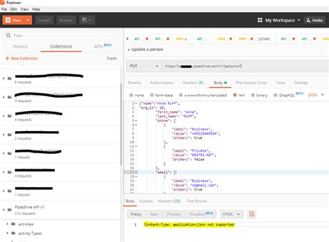 Content Type Application Json Not Supported Api Pipedrive Developers Community