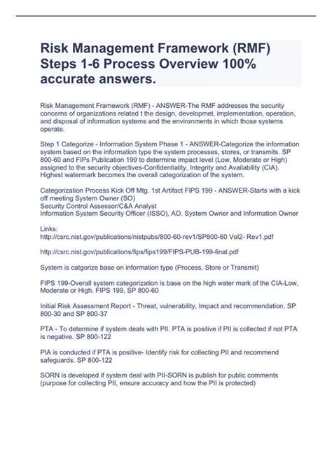 risk management framework rmf steps 1 6 process overview risk
