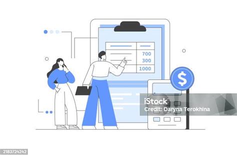 가족 소득 캐릭터 계획 및 부기 예산 및 가계 지출 저축을 하는 사람들 재무 관리 개념 벡터 일러스트 레이 션 아이콘 스타일리시 미니멀리스트 금융에 대한 스톡 벡터 아트 및