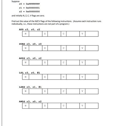 suppose r0 0xffffffff r1 0x00000001 20 x 00000000 and initially n