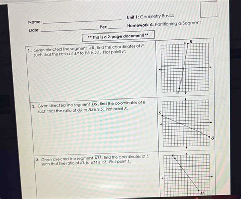 Solved Geometry Basics Name Per Homework 4 Partitioning A Segment