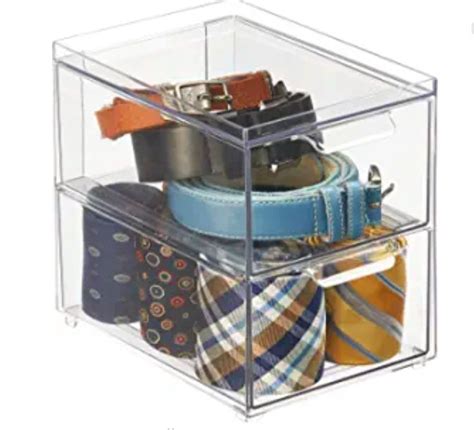 Mdesign Stackable Storage Containers Box With 2 Pull Out Drawers Stacking Plastic Drawer Bins