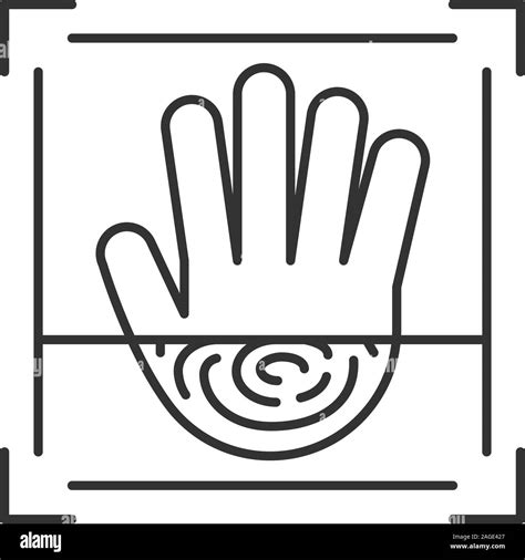 Biometric Hand Scanning Linear Icon Palm Recognition Thin Line Illustration Fingerprint