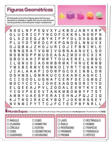 Sopa De Letras De Figuras Geométricas En Pdf Mundo Sopas