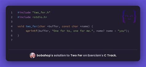 Bobahop S Solution For Two Fer In C On Exercism