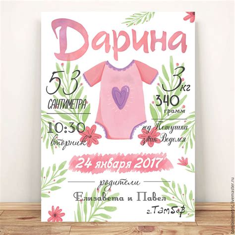 Метрика постер детский в интернет магазине на Ярмарке Мастеров Метрики Тамбов доставка по