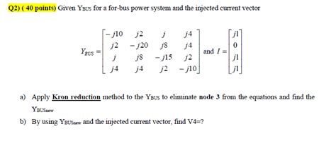 Solved Q2 40 ﻿points ﻿given Ybus For A For Bus Power