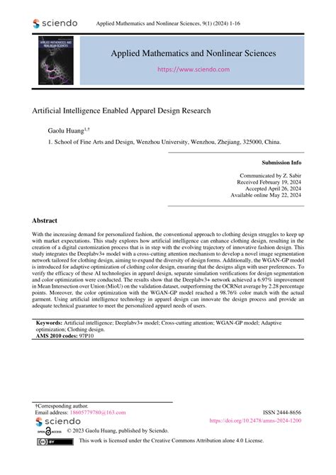 Pdf Artificial Intelligence Enabled Apparel Design Research