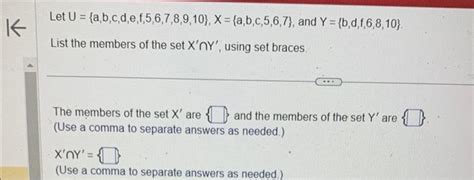 Solved Let U A B C D E F X A B C And Chegg Com