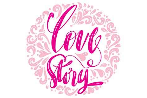 Words Love Story Hand Lettering Graphic By Han Dhini · Creative Fabrica