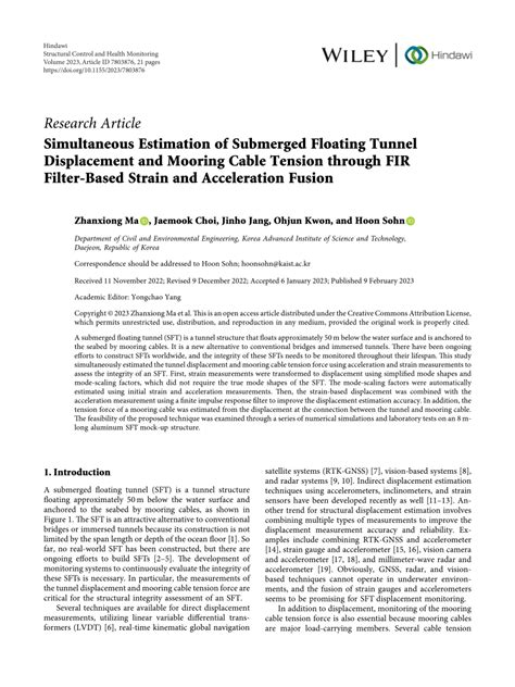 pdf simultaneous estimation of submerged floating tunnel displacement