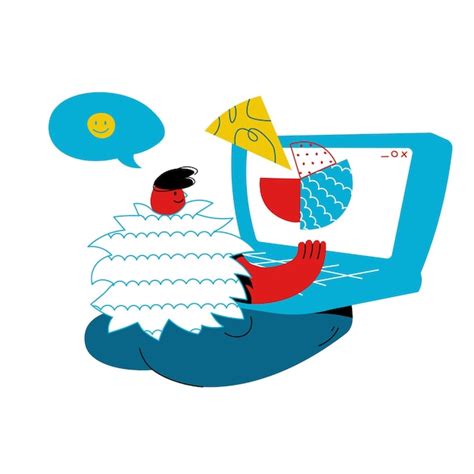 premium vector man analyzing statistics on computer