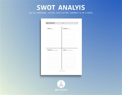 Printable SWOT Analysis Swot Matrix Tows Analysis Situational Assessment Project Planner