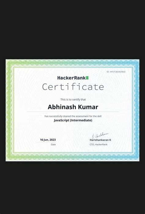 Abhinash Kumar On Linkedin Hackerrank Javascript Intermediate