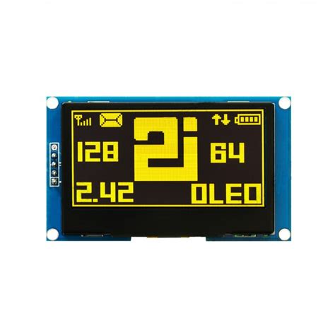 2 42 Inch Oled Display 128 64 Pixels Yellow I2c Zjy 2 42oledyellow