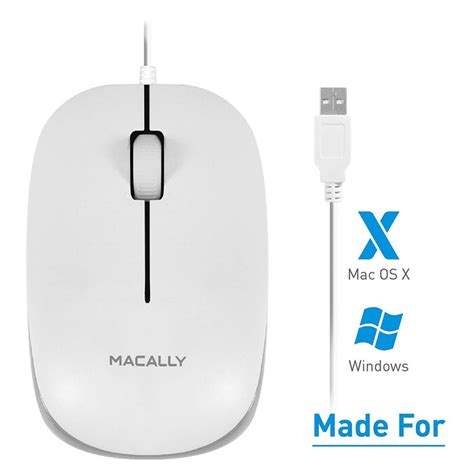 macally usb wired computer mouse with 3 button scroll wheel 5 foot