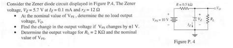 Solved Consider The Zener Diode Circuit Displayed In Figure Chegg Com
