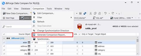 Generate Comparison Reports