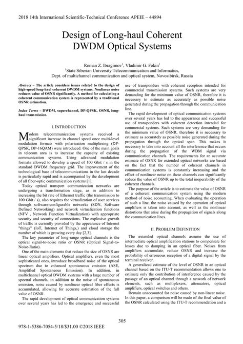 Pdf Design Of Long Haul Coherent Dwdm Optical Systems