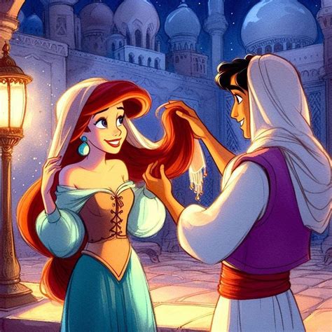 Aladdin X Ariel Disney Crossovers Disney Cartoon Characters Disney