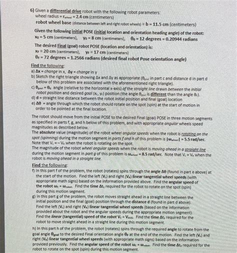 6 given a differential drive robot with the