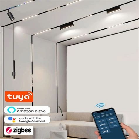 스마트 LED 마그네틱 트랙 라이트 디 밍이 가능한 V 펜던트 스폿 램프 자석 유연한 고정 장치 레일 현대 변경 가능한 디자인 시스템 M 트랙 조명 AliExpress