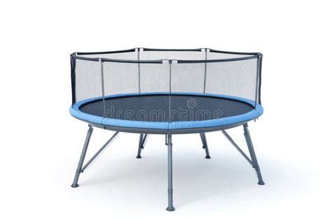 Small Trampoline On A White Background Showcasing Safety Net And Sturdy Small Trampoline On A White Background Showcasing Safety Net And Sturdy