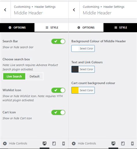Header Settings Ammuthemes