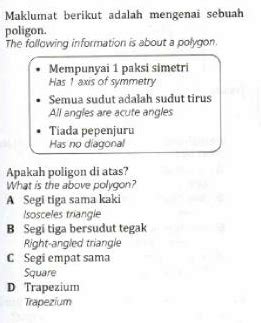 Solved Maklumat Berikut Adalah Mengenai Sebuah Poligon The Following