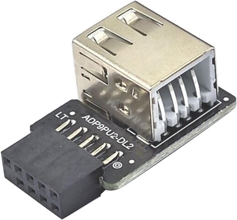 Amazon マザーボード用 Usb アダプタ、ライトアングル Usb 2 0 フロントパネルソケット 9 ピン〜 2 Usb 2 0 ポートヘッダアダプタ Teckeen Usb