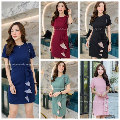 เดรสฮานาโกะ เดรสทำงาน ชุดทำงาน เดรสระบาย เดรสแฟชั่น เดรสออกงาน Dress Fashion Wow101 Thaipick