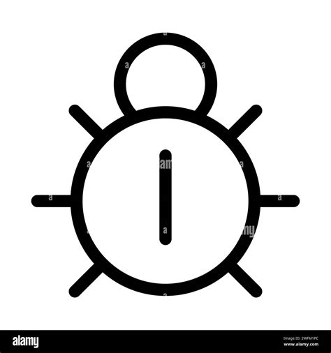 Vector Black Line Icon Computer Bug Isolated On White Background Stock