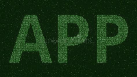 app text consisting of many symbols on computer monitor 3d animation