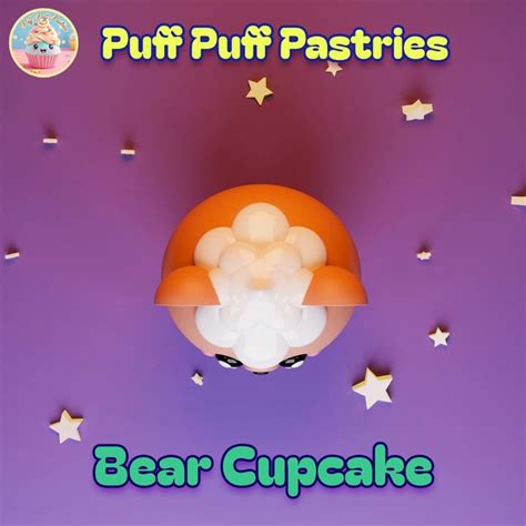 3d Printable Kawaii Bear Cupcake Chibi By Puff Puff Pastries