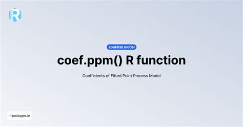 Coefppm R Function From Spatstatmodel R Packages