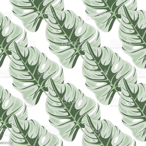 양식화된 열대 패턴 야자수 잎 꽃 배경 추상 이국적인 식물 완벽 한 패턴입니다 식물 잎 벽지입니다 고풍스런에 대한 스톡 벡터 아트 및 기타 이미지 Istock