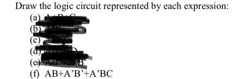 Solved Draw The Logic Circuit Represented By Each Chegg Com