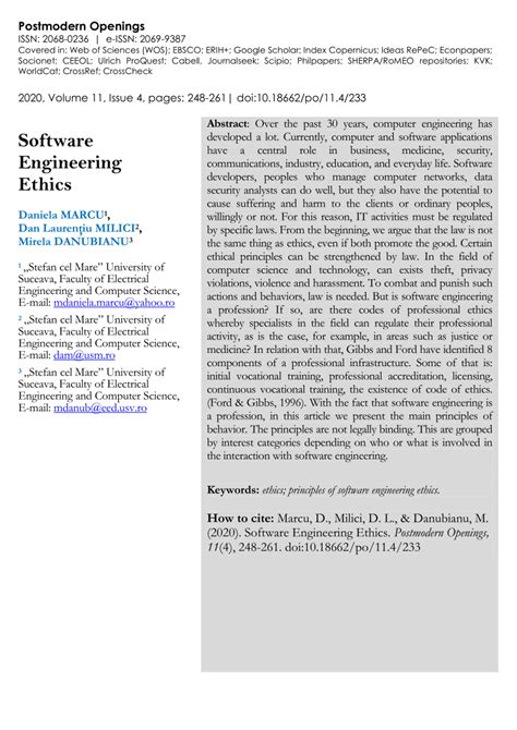 Pdf Software Engineering Ethics