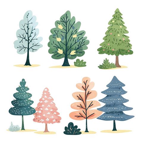 Cedar Tree Vector Set Simple And Minim Premium Ai Generated Vector