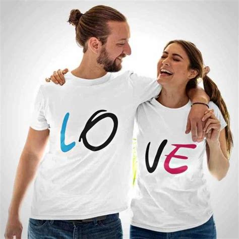 Half Sleeve Love Couple Black T Shirt Casual Wear At ₹ 499pair In Indore