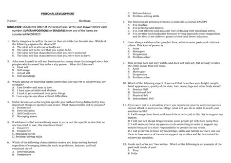 Personal Development Pptq1unit Testpdf