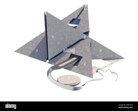 Futuristic Architecture With Concrete And Glass Interlocked Triangular