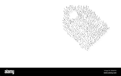 3d Rendering Of Nails In Shape Of Symbol Of Paper Label With Shadows