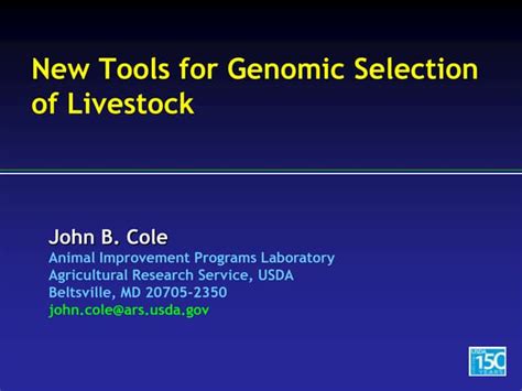 New Tools For Genomic Selection Of Livestock Pptx
